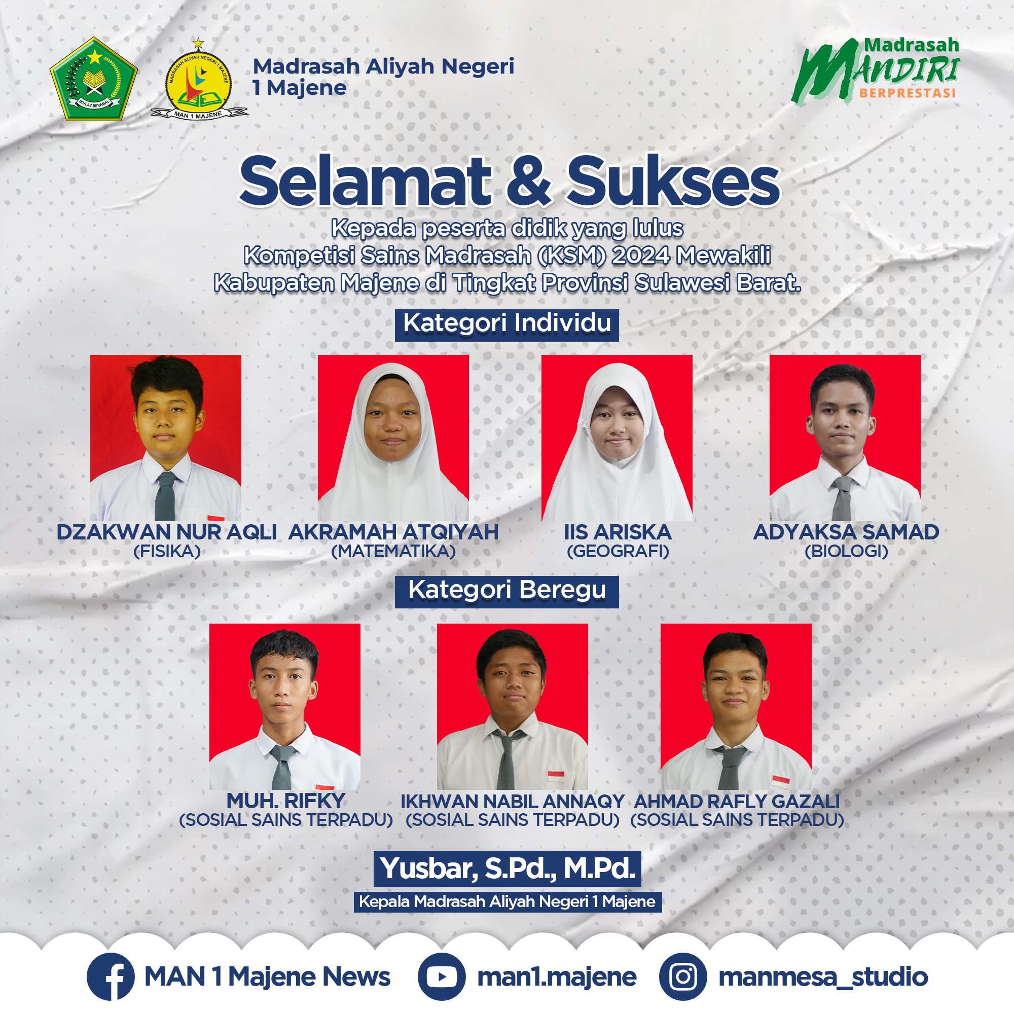 Membanggakan! Siswa-siswi MAN 1 Majene Meraih Juara Terbaik pada Lomba Kompetisi Sains Madrasah ...